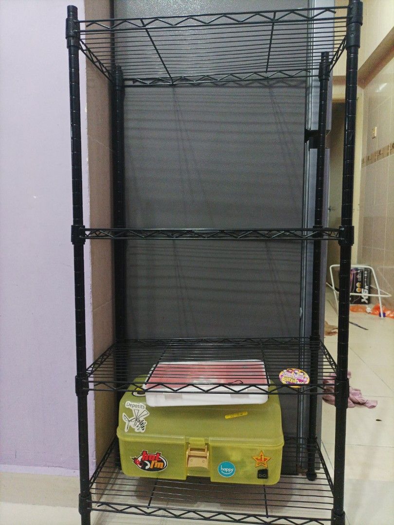 Rak besi hitam, Furniture & Home Living, Furniture, Shelves, Cabinets ...