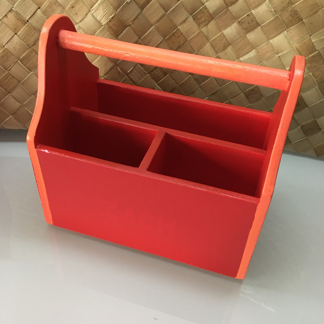 Red Wood Box Art Caddy, Furniture & Home Living, Home Improvement ...