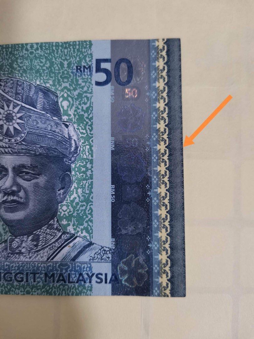 Rm50 - Misalignment Error banknote with yellow line, Hobbies & Toys, Collectibles & Memorabilia ...