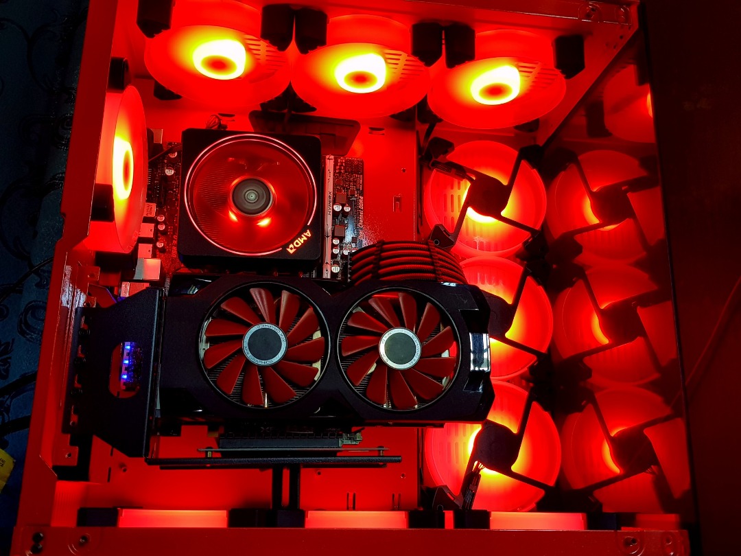 Ryzen 5 Gaming Rig with 8 GB GPU Desktop PC System Unit In Red Coolman ...