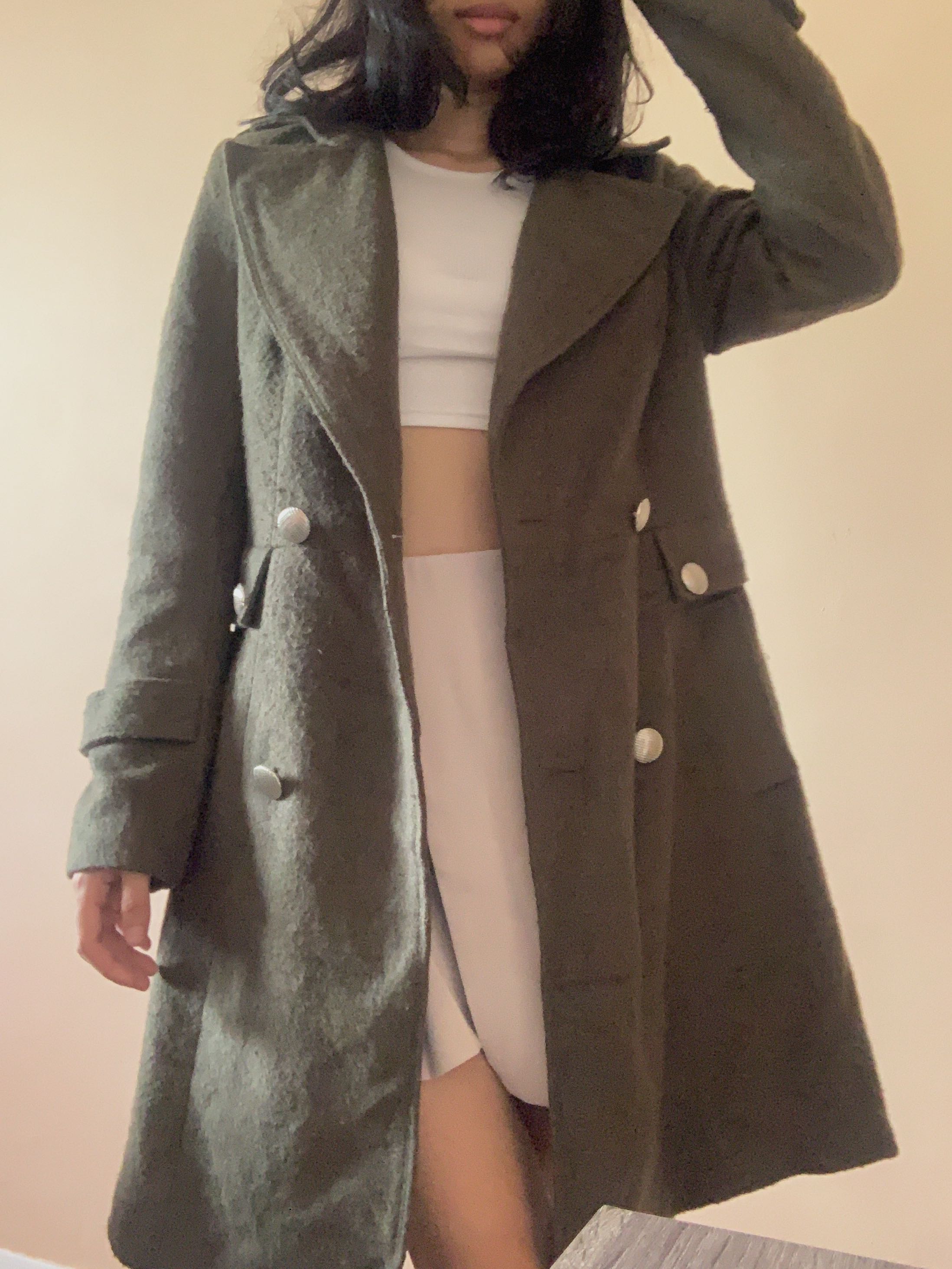Sage Green Long Coat, Women's Fashion, Coats, Jackets and Outerwear on ...