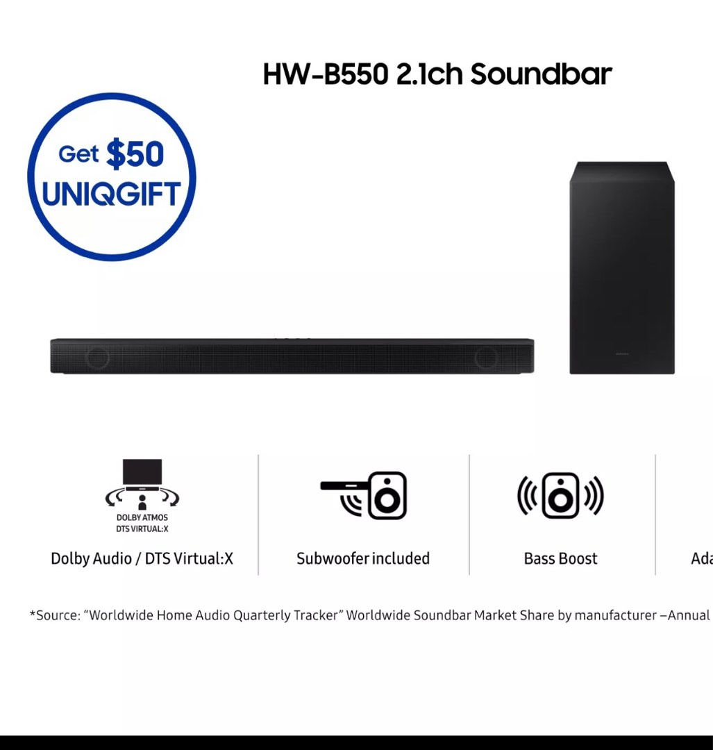Samsung Soundbar B550, TV & Home Appliances, TV & Entertainment ...
