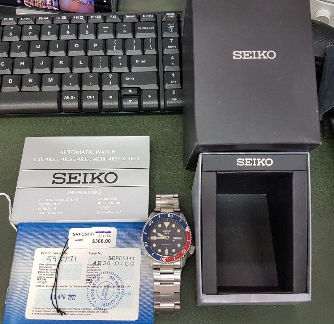 Seiko Pepsi Full Set SRPD53K1 Men Automatic Watch, Men's Fashion ...