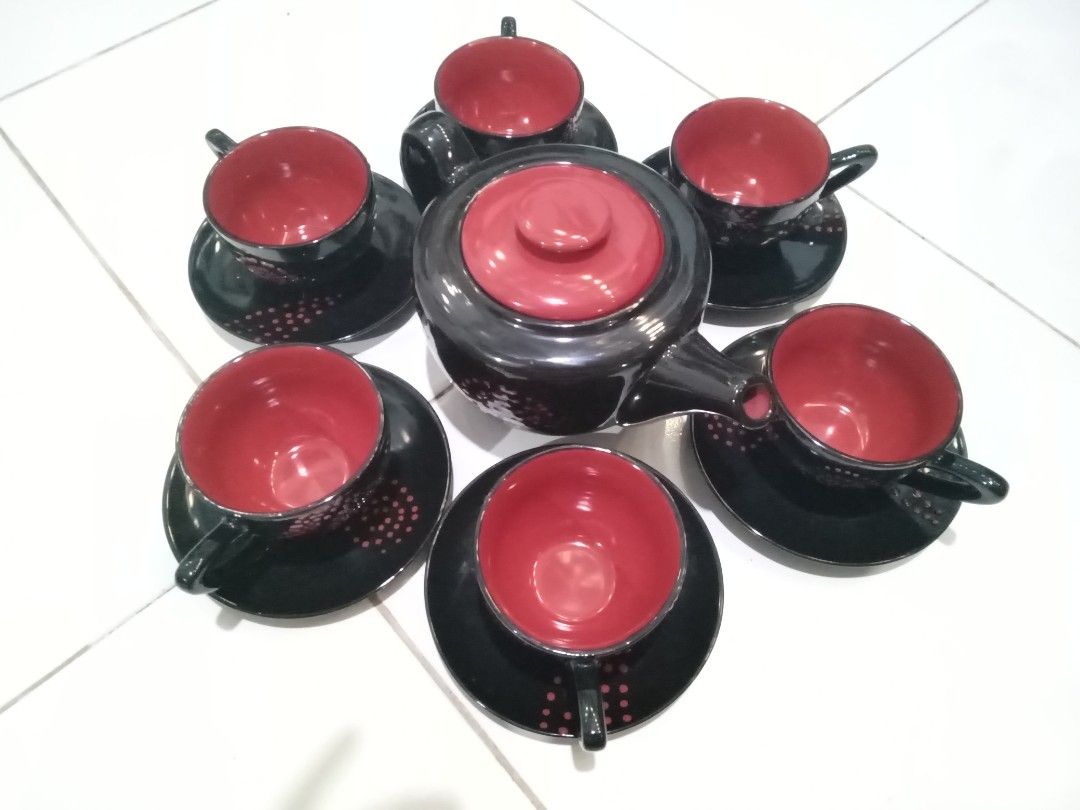 Tea set keramik antik jadul koleksi lawas dekorasi vintage pajangan ...