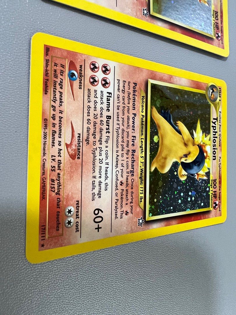 Typhlosion #17 neo genesis pokemon card, Hobbies & Toys, Toys & Games on Carousell