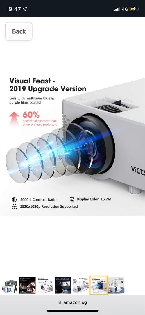 VicTsing WiFi Projector Bluetooth & Screen Mirroring, 3800 Lux Wireless ...