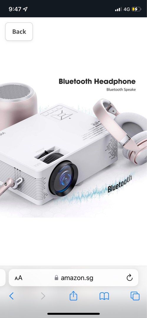 VicTsing WiFi Projector Bluetooth & Screen Mirroring, 3800 Lux Wireless ...