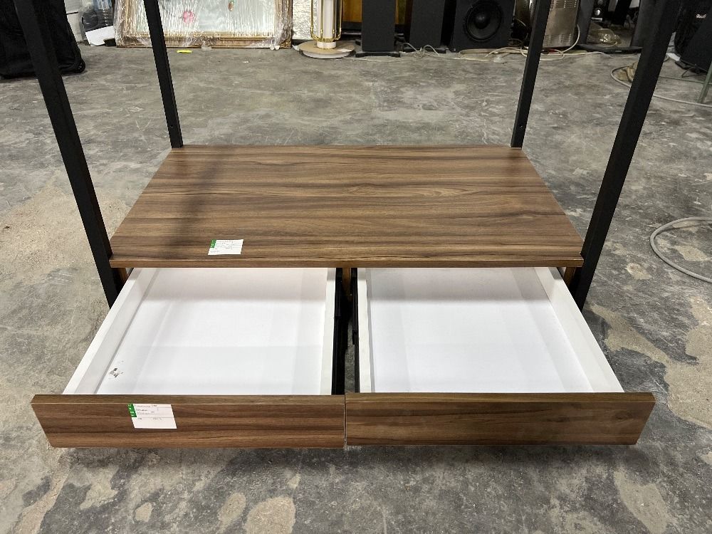 (F20044310) Wooden Cloth Hanging Rack with Drawer Unit / Rak Gantung ...