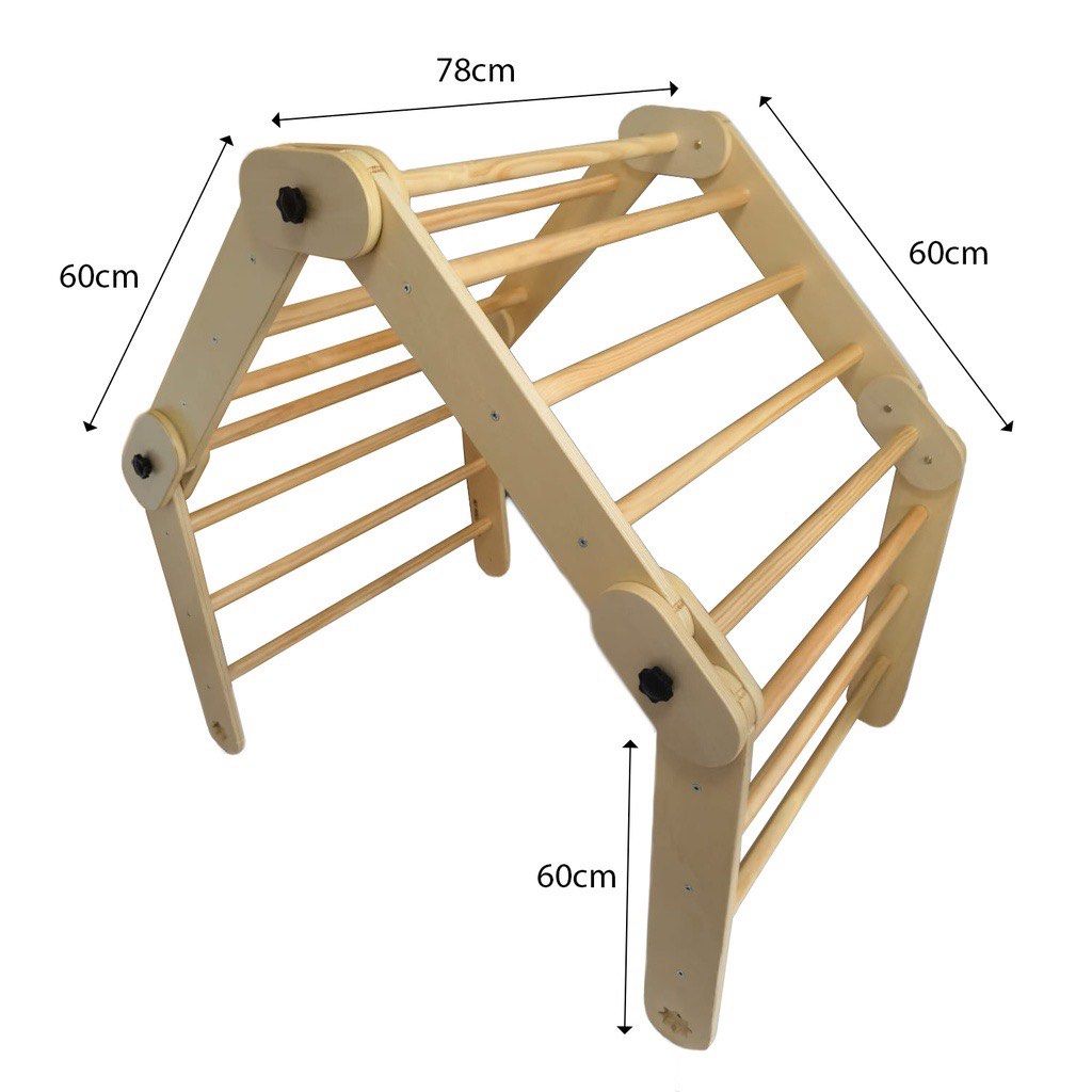 Wooden Double Pikler Triangle Transformable & Foldable with Climbing ...