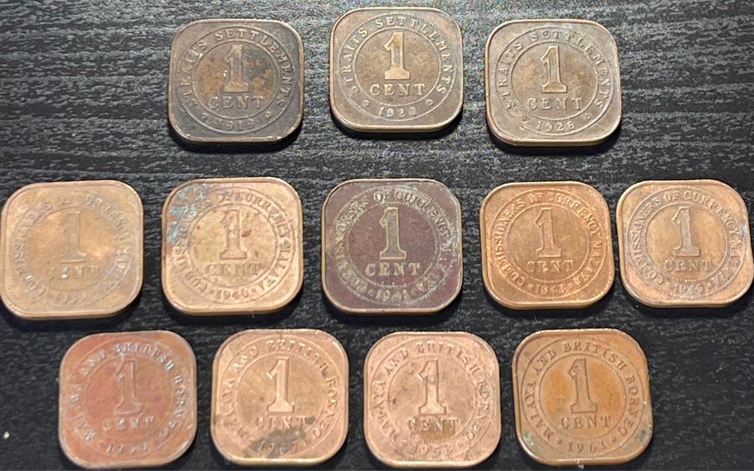 A full date set of Malayan square 1 cent coins, Hobbies & Toys ...