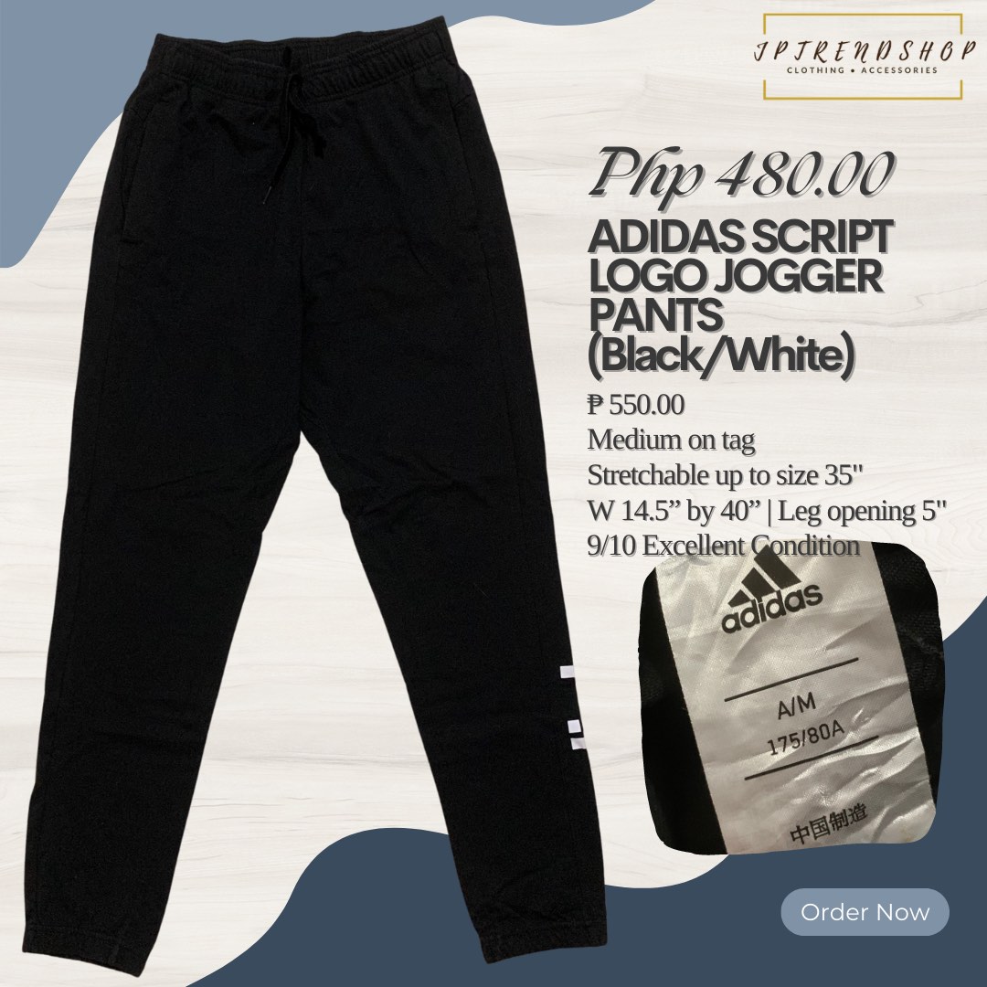 ADIDAS SCRIPT LOGO JOGGER PANTS (Black/White), Men's Fashion, Bottoms ...