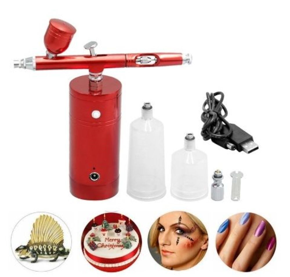 Auto Airbrush Kit Rechargeable Handheld Dual-Action Mini Air Compressor ...