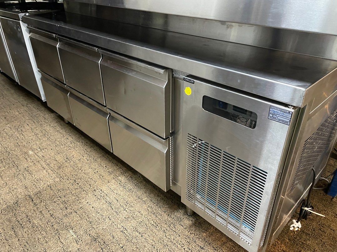 Berjaya open top 6 drawer counter chiller / commercial refrigerator, TV ...