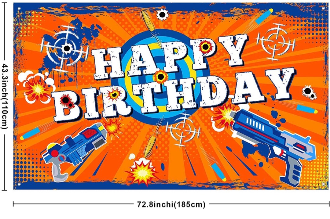 Birthday Nerf Gun banner, Furniture & Home Living, Home Decor, Wall ...
