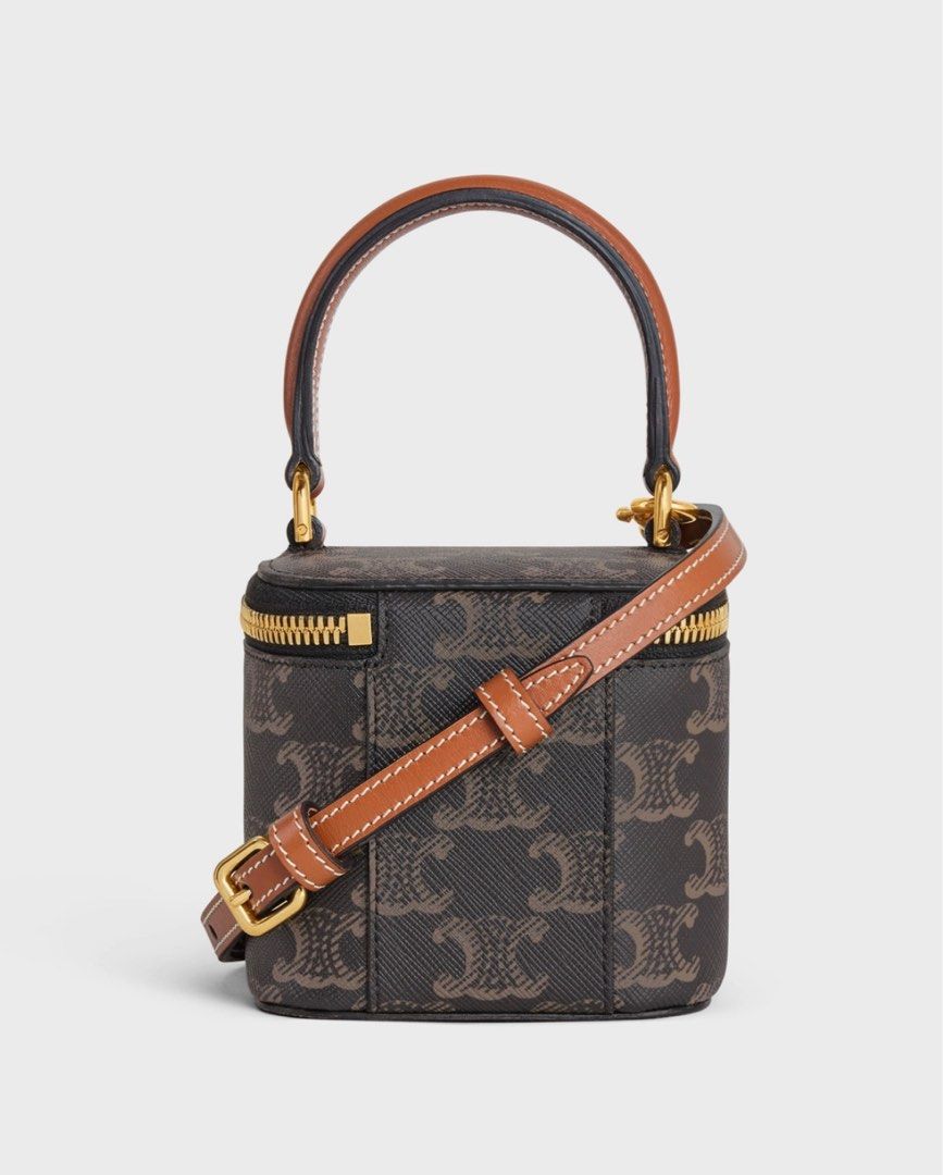 CELINE MINI VANITY CASE IN TRIOMPHE CANVAS AND CALFSKIN TAN, Luxury ...