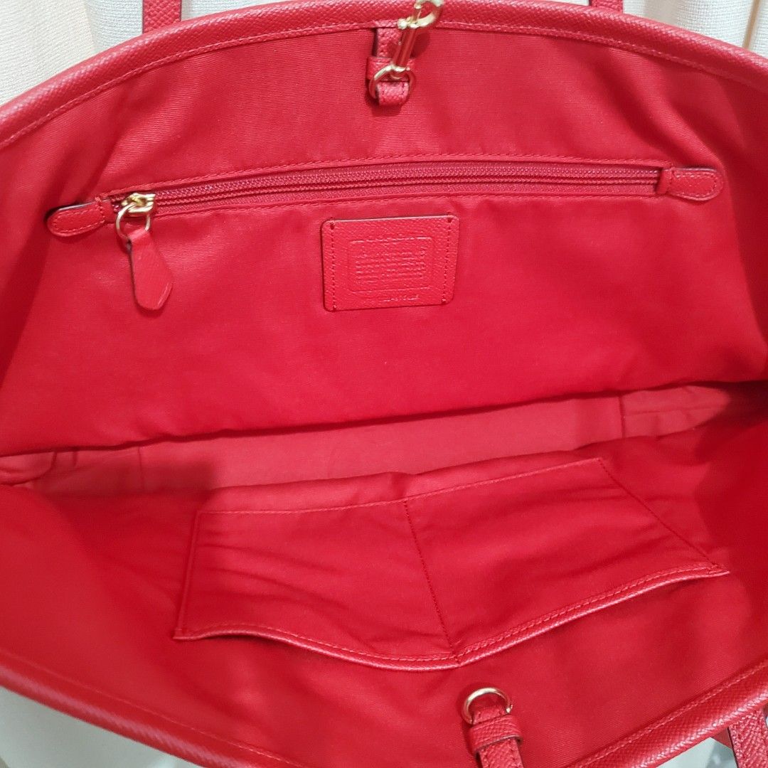 Coach Bright Red City L Tote Bag, Luxury, Bags & Wallets on Carousell