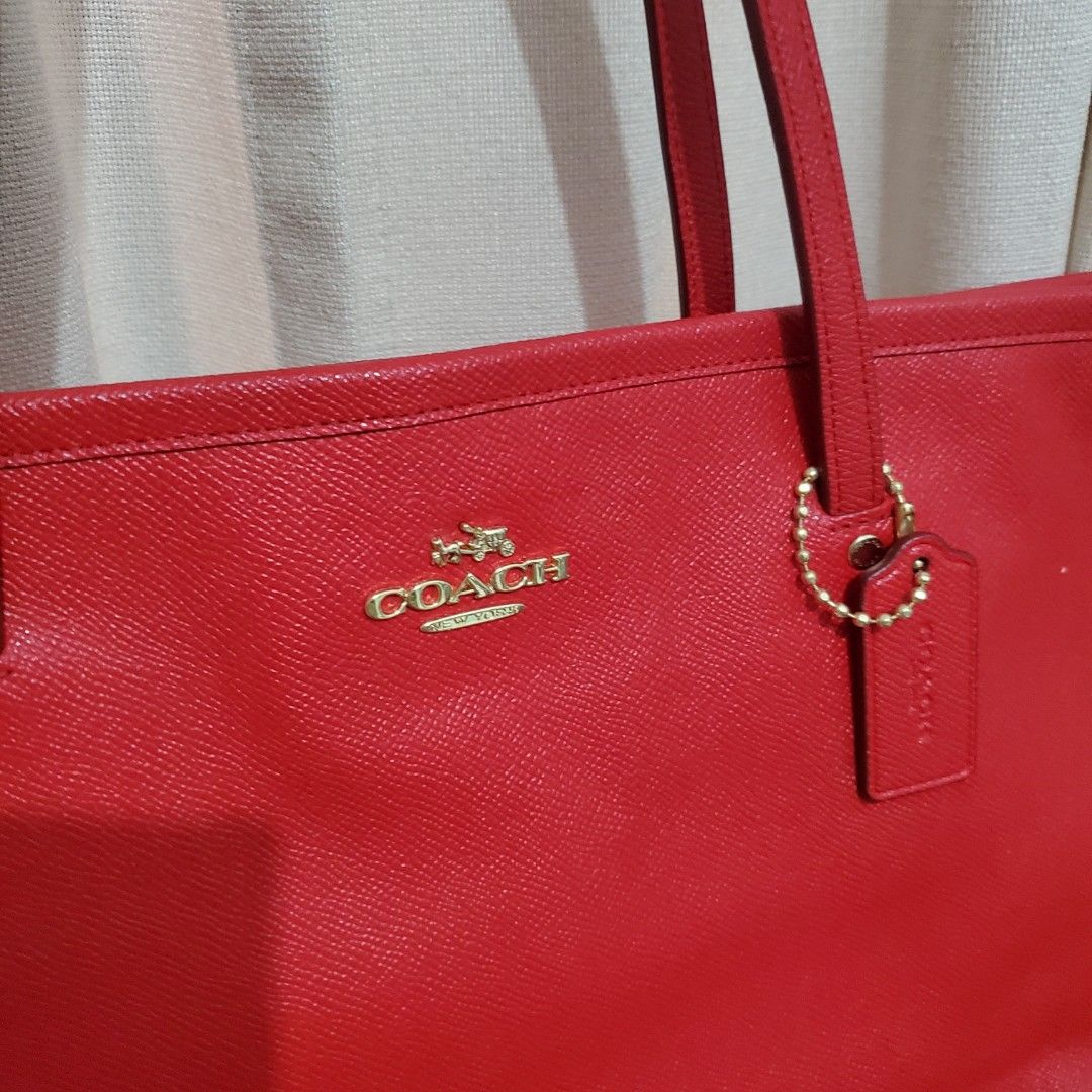 Coach Bright Red City L Tote Bag, Luxury, Bags & Wallets on Carousell