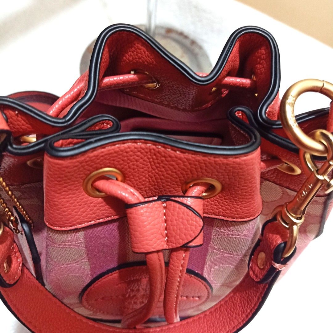 Coach Mini Dempsey Bucket Bag In Signature Jacquard With Stripe And ...