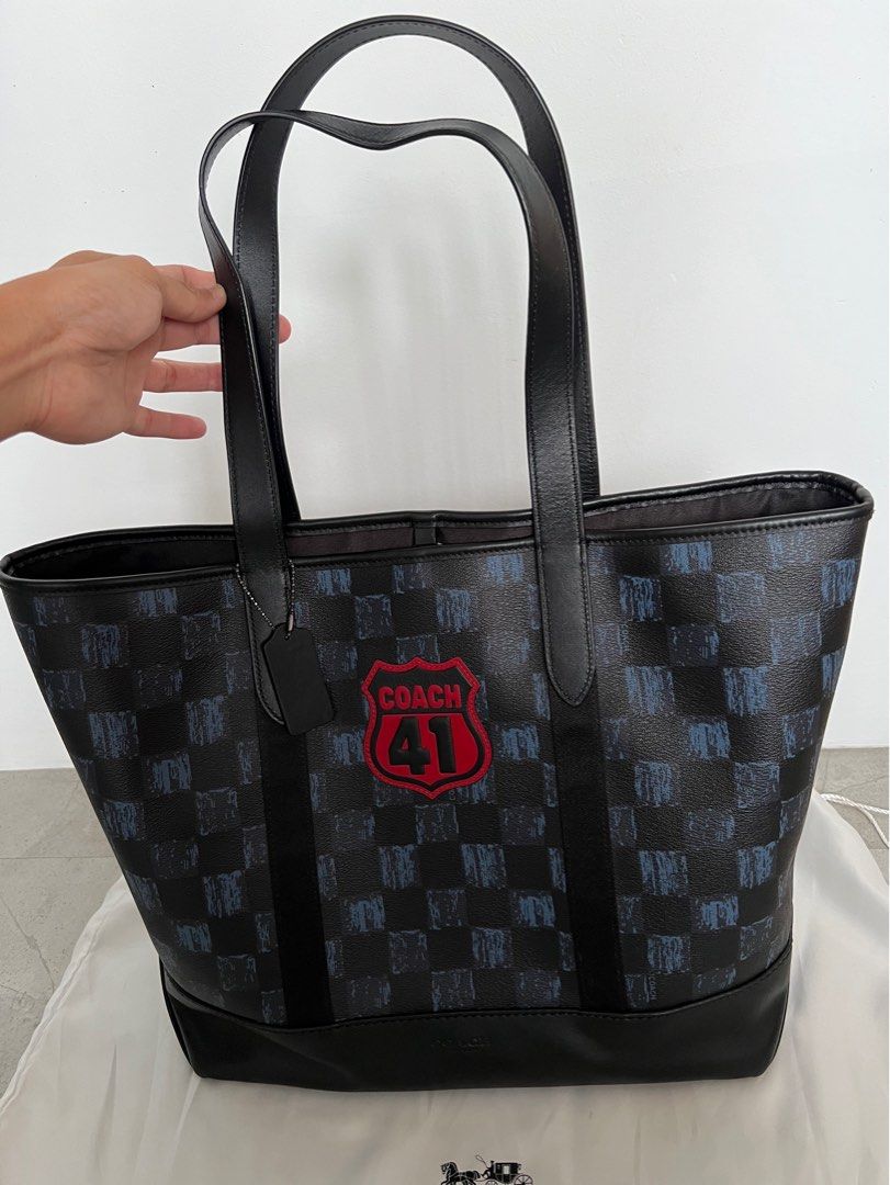 Coach West Blue Checkered Tote Bag, Luxury, Bags & Wallets on Carousell