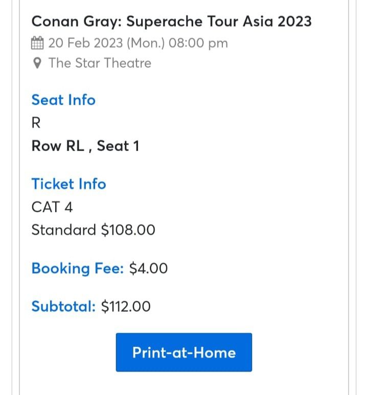 CAT 4 x1- Conan Gray tickets, Tickets & Vouchers, Event Tickets on ...