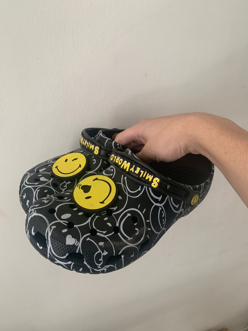 Crocs SmileyWorld Classic Clogs, Men's Fashion, Footwear, Slippers ...