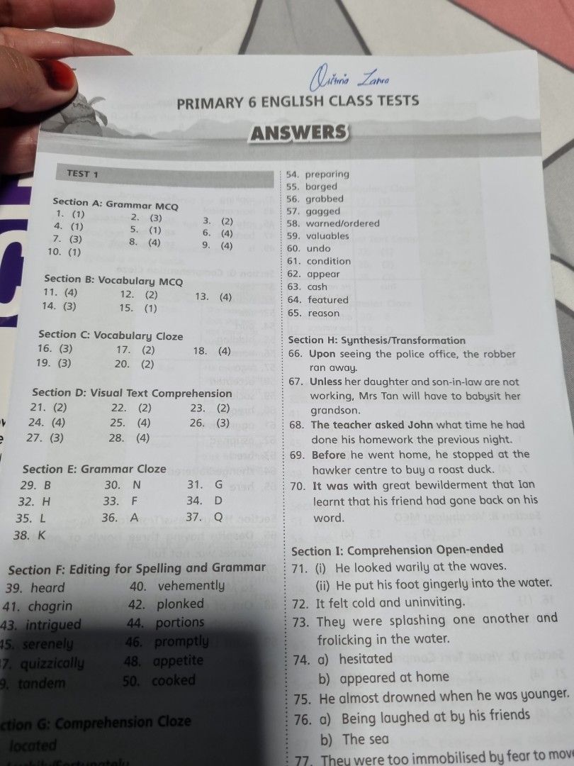 English Class Tests Primary 6, Hobbies & Toys, Books & Magazines ...