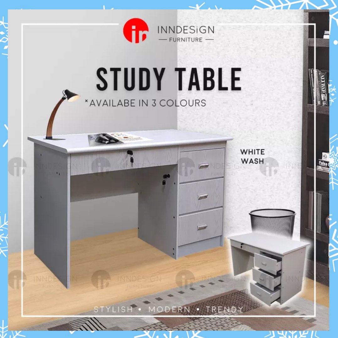 Free delivery Study Table Study desk with 4 drawers, Furniture & Home ...