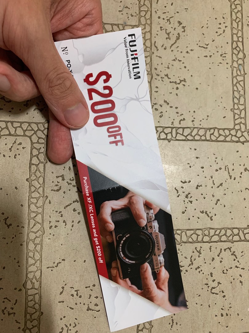 Fujifilm $200 lens voucher, Tickets & Vouchers, Vouchers on Carousell