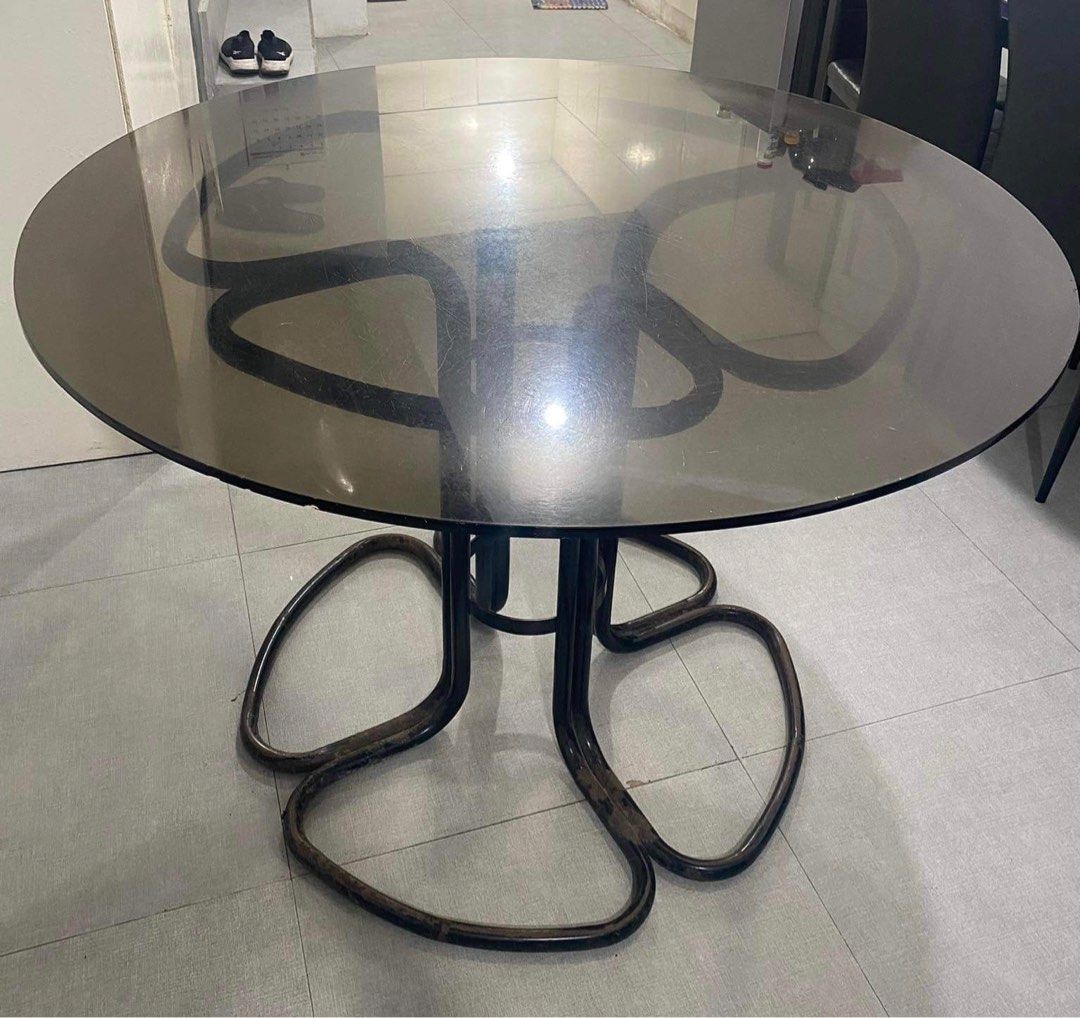 Glass round table, Furniture & Home Living, Furniture, Tables & Sets on ...