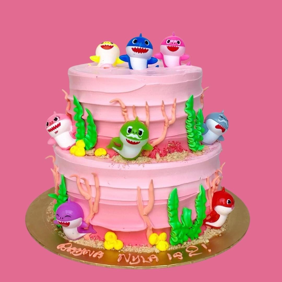Halal-Certified Two-Tier Baby Shark (For Princess) Theme Cake, Food ...