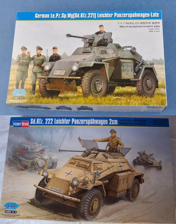 Hobbyboss 1/35 German SdKfz-221 & 222 Leichter SET, Hobbies & Toys ...