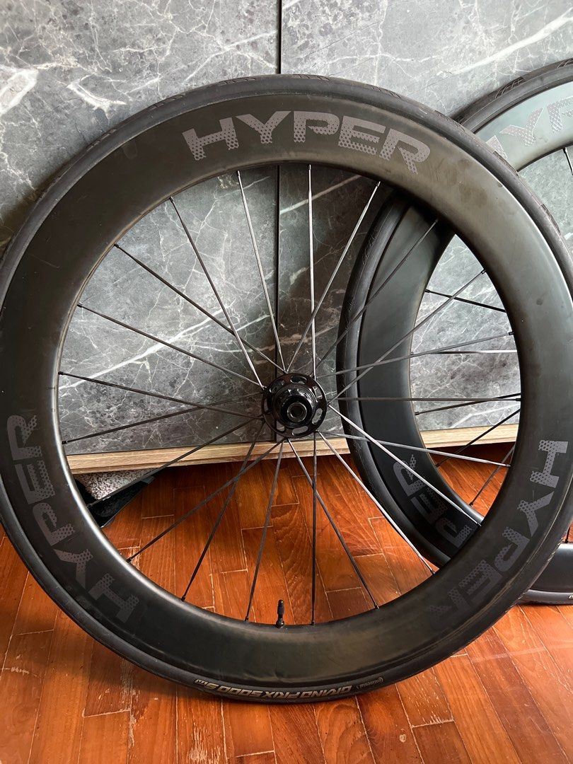 Hyper 65 wheelset disc brake tubeless set up gp5000str, Sports Equipment, Bicycles & Parts ...