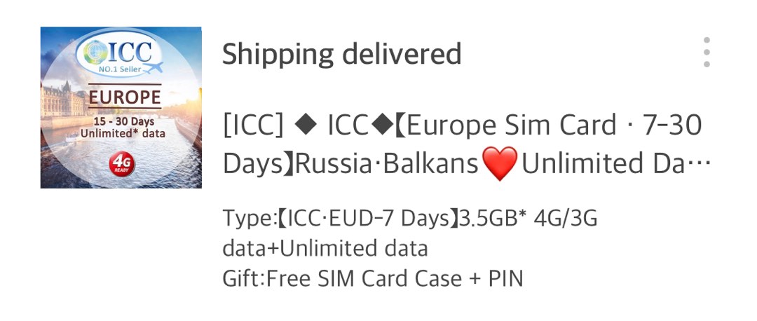 ICC Europe 7Days SIM Card, Everything Else on Carousell