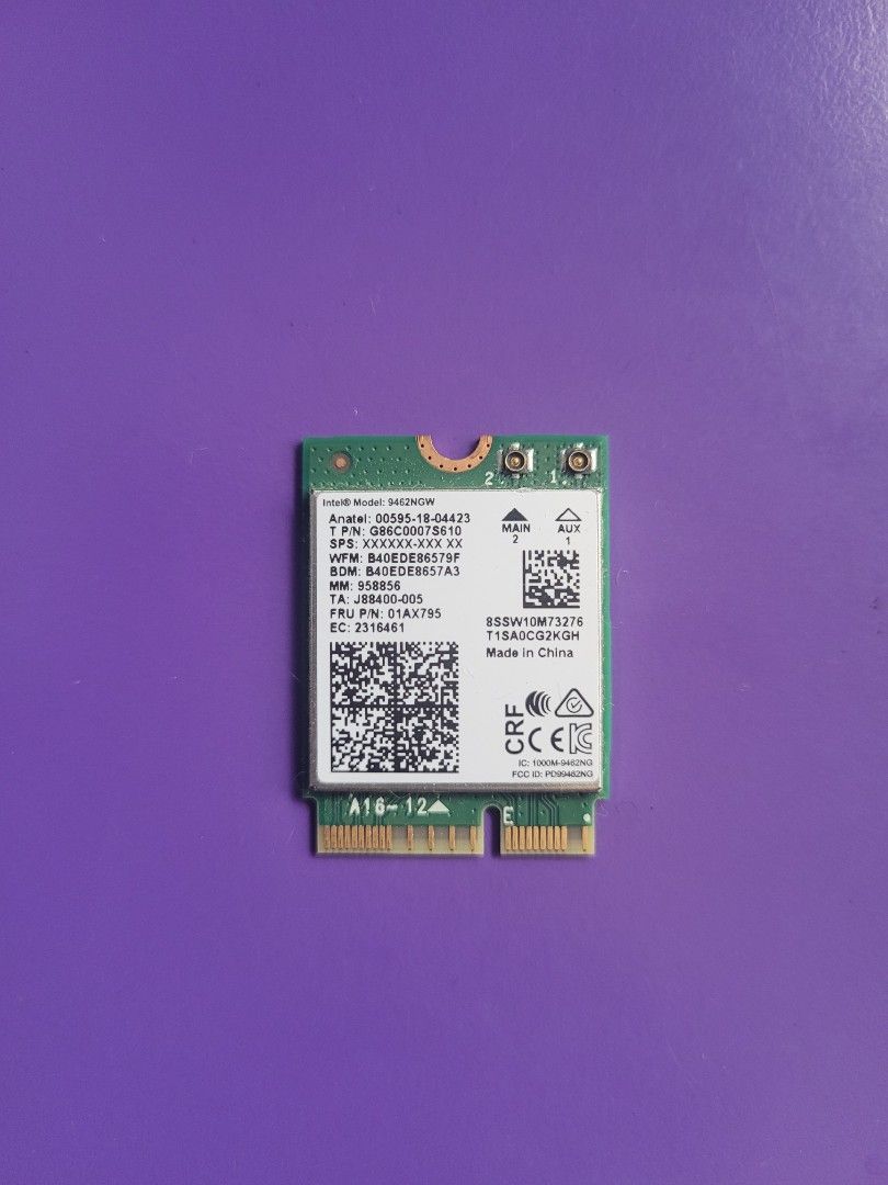 Intel 9462 CNVi M.2 Wifi + Bluetooth Card, Computers & Tech, Parts ...