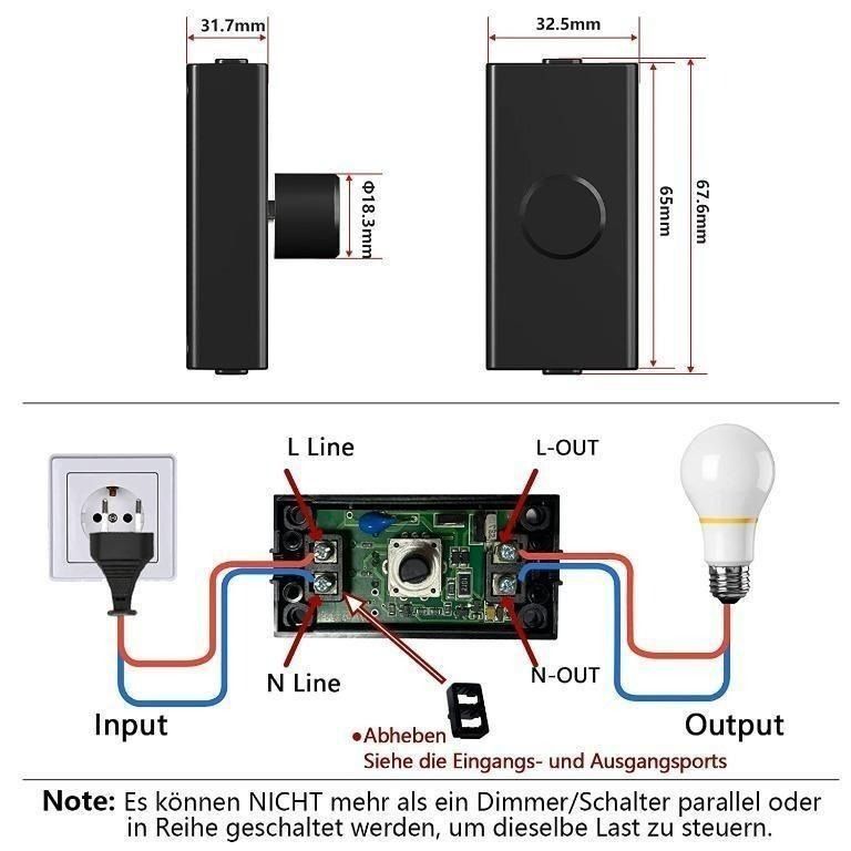 iolloi LED Dimmer, Phase Control Cord Dimmer Rotary Dimmer for Dimmable ...