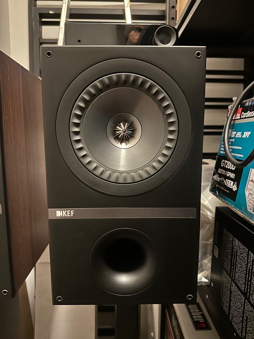 KEF Q300 Pair Walnut with Speaker Stands, Audio, Soundbars, Speakers & Amplifiers on Carousell