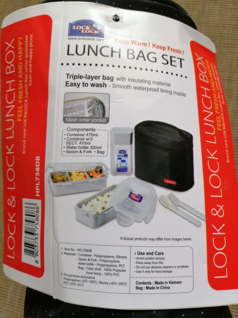 Lock & Lock Lunch Bag Set, Furniture & Home Living, Kitchenware ...