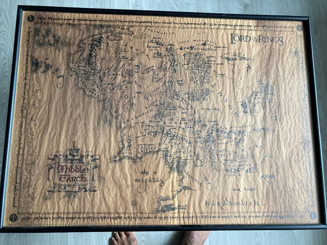 Lord of the Rings - Map of Middle Earth Framed, Hobbies & Toys ...