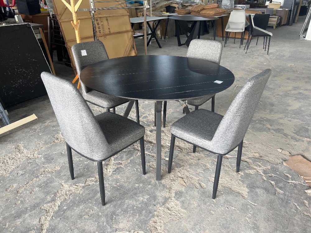 Metal Round 6 Seater Dining Table Set with 4 Chairs / Set Meja Makan ...