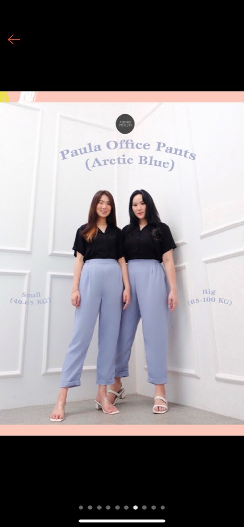 (MONOMOLLY) Paula Office Pants - Arctic Blue, Fesyen Wanita, Pakaian ...