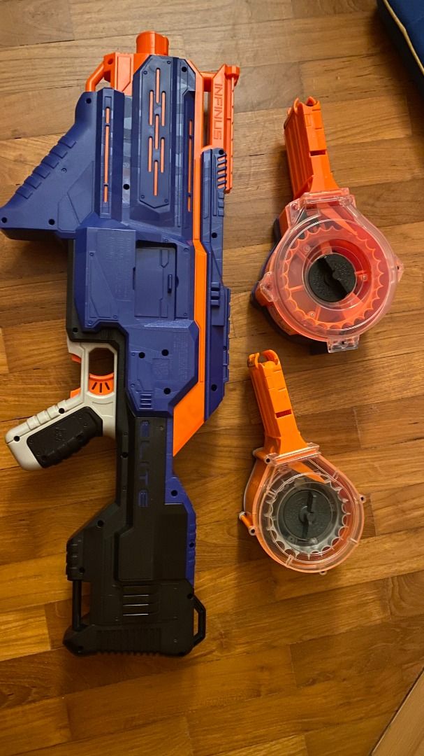 Nerf Gun Infinus + 30 Bullet Drum + 25 Bullet Drum, Hobbies & Toys ...