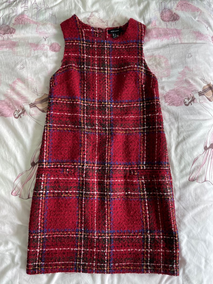 New Look Red Tweed Dress, Women's Fashion, Dresses & Sets, Dresses on ...