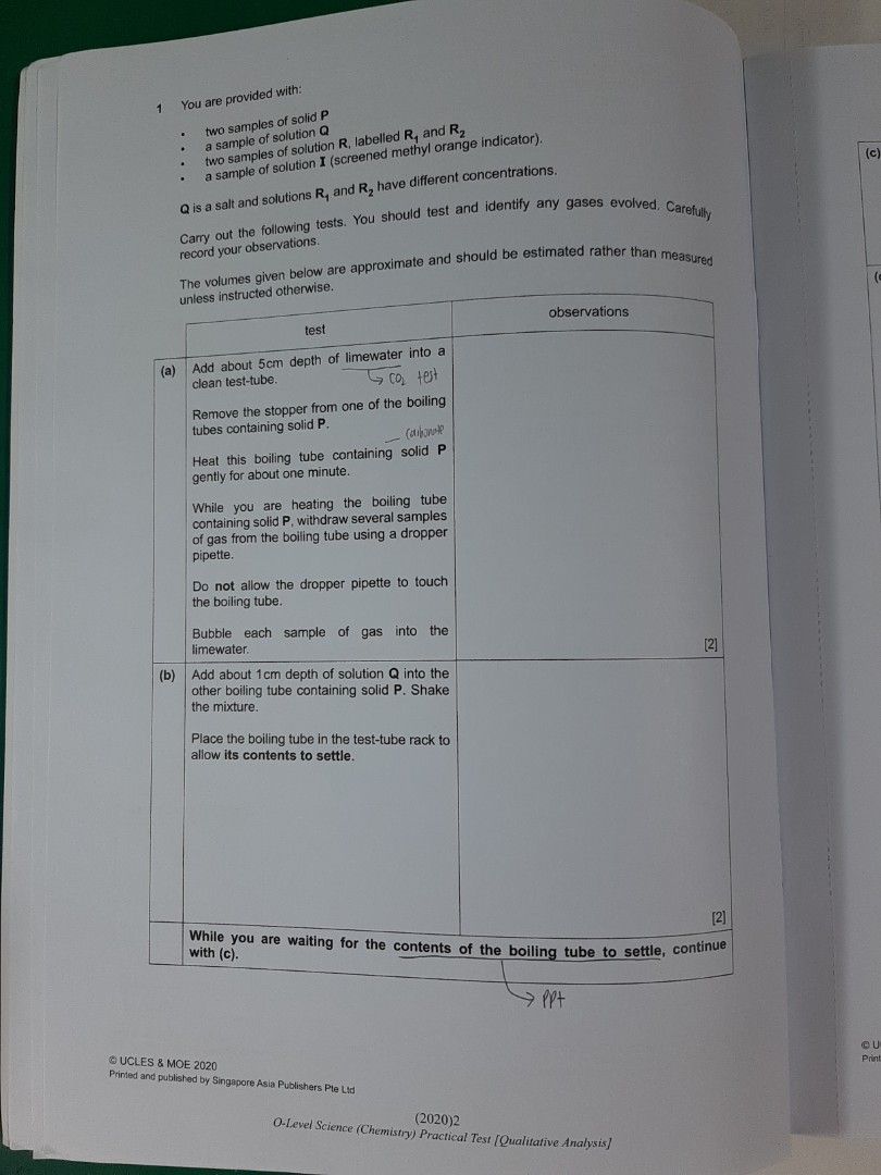 O Level Chemistry Practical TYS (Combine Science), Hobbies & Toys ...