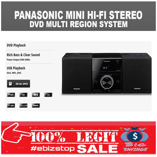 Panasonic Mini Hi-Fi Stereo DVD Player Multi Region Free with USB ...