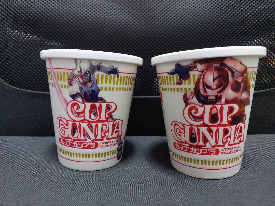 RARE Nissin Cup Noodle X Gundam Model kit cup Gunpla RX78-2 & Char Zaku ...