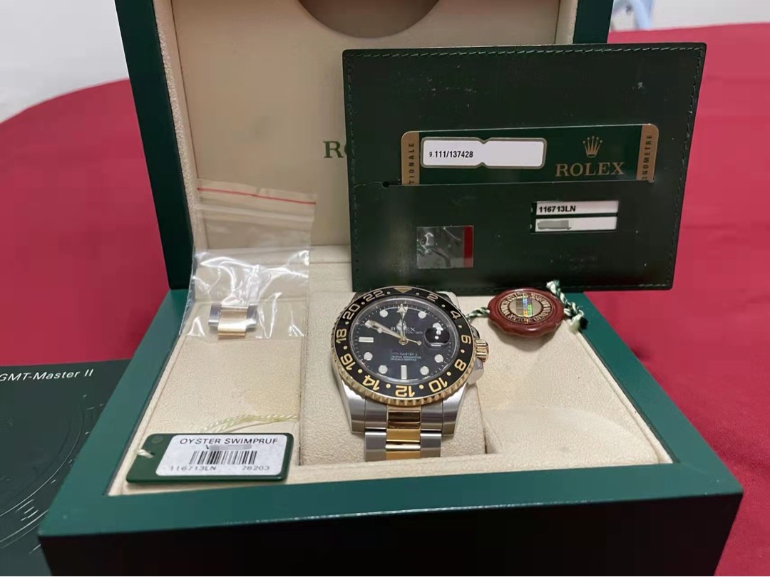 Rolex GMT MASTER II HALF GOLD, Luxury, Watches on Carousell