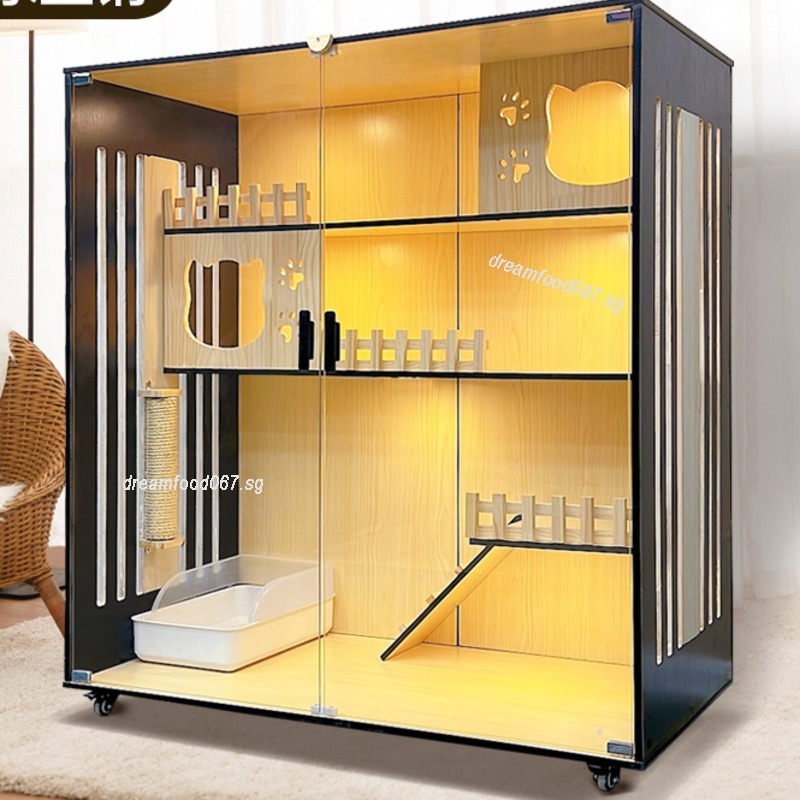 Solid Wood Cat Villa Cat Cage Super Large Luxury Cat House 3c Grade