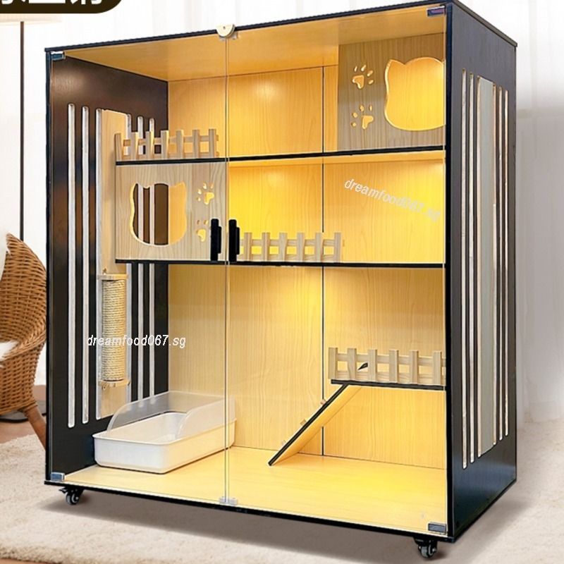 Solid Wood Cat Villa Cat Cage Super Large Luxury Cat House 3c Grade