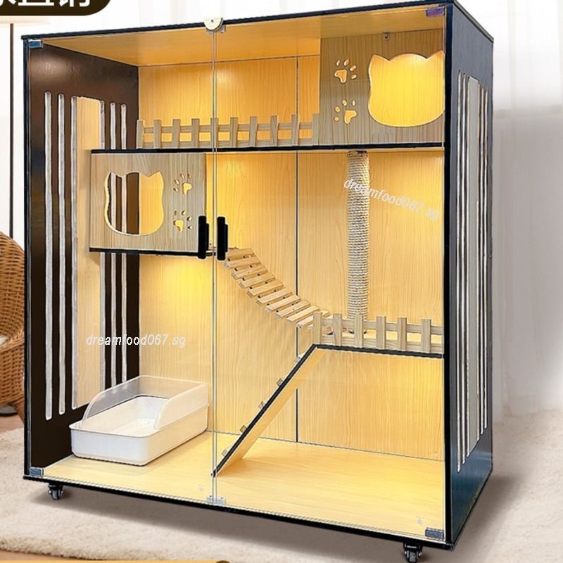 Solid Wood Cat Villa Cat Cage Super Large Luxury Cat House 3c Grade