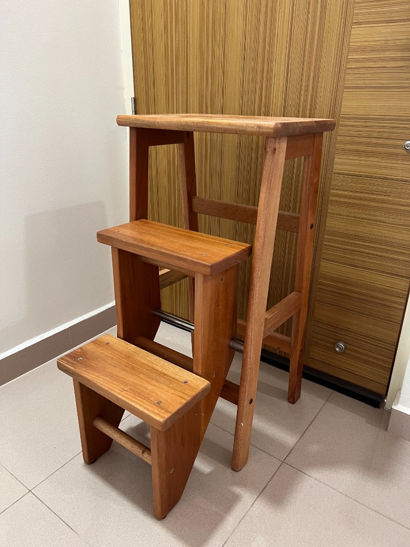 Solid Wood Folding Step Chair / Ladder Stool / Ladder Chair, Furniture ...